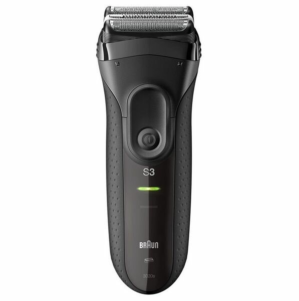 Бритва сетчатая Braun Series 3 3020s B3CM, цвет черный, режущих элемента 3 шт, питание от электрической сети и аккумулятора (334571)