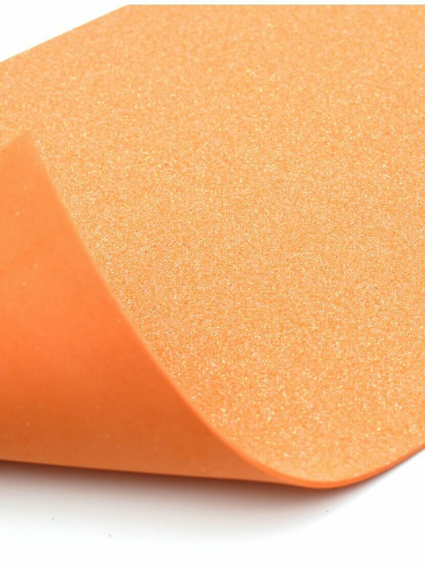 Цветная пористая резина (фоамиран) с блеском для поделок и творчества, Komas, 20х30 см, толщина 2 мм, 10 листов, персиковый/ Фоамиран с блестками (глиттерный) А12