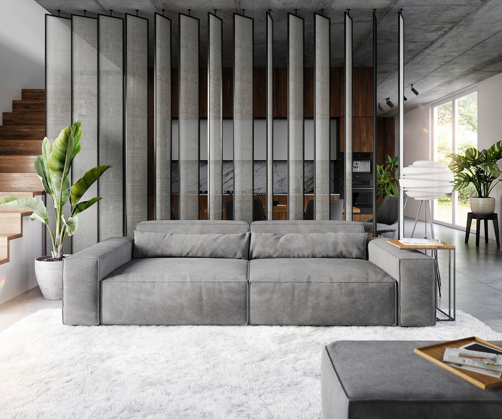 Диван Harizma-mebel Мангуст-лофт-евро мод3, велюр, еврокнижка, 266x125x71 см