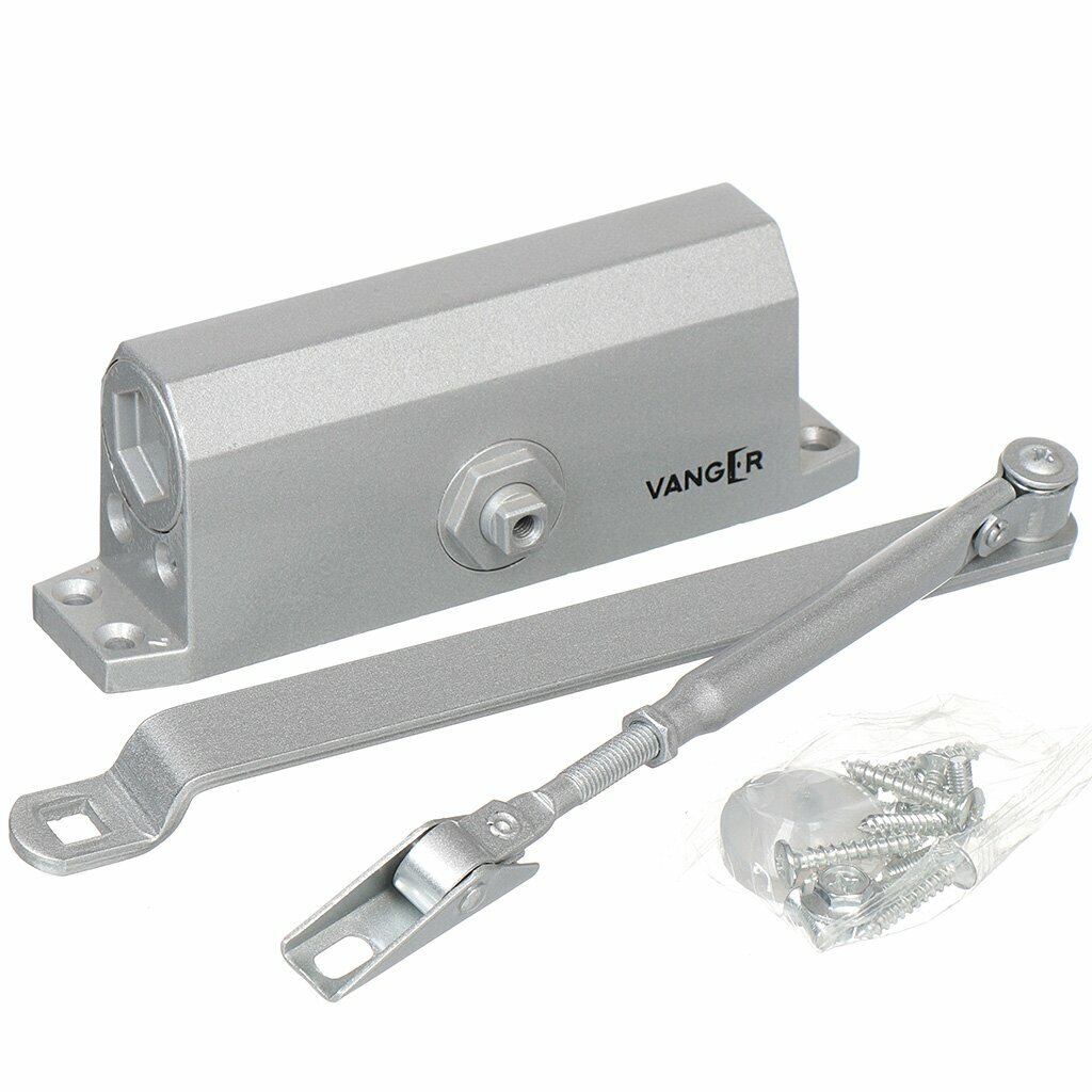 Доводчик дверной Vanger, DC-65-SL, -40°C + 60°C °C, до 65 кг, серебряный, 22830