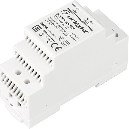 Блок питания Arlight ARV-DR30-12 (12V, 2A, 24W) (, IP20 DIN-рейка)
