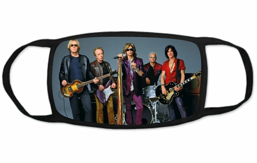 Маска защитная тканевая на лицо Aerosmith, Аэросмит №4, Детская - 18 на 10 см
