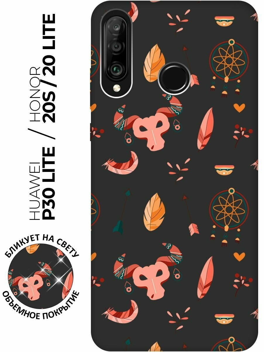 Матовый чехол Boho для Honor 20 Lite / 20s / Huawei P30 Lite / Хуавей П30 Лайт / Хонор 20 Лайт / 20s с 3D эффектом черный