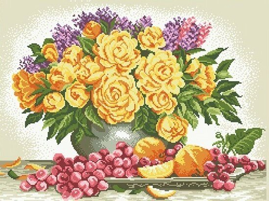 Набор Jing Cai Ge #1269 Натюрморт с виноградом, Алмазная Мозаика, 63 х 47 см