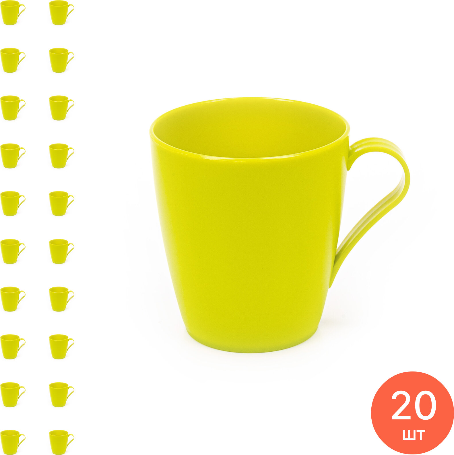 Кружка Phibo Нова пластиковая зеленая 0,4л (комплект из 20 шт)