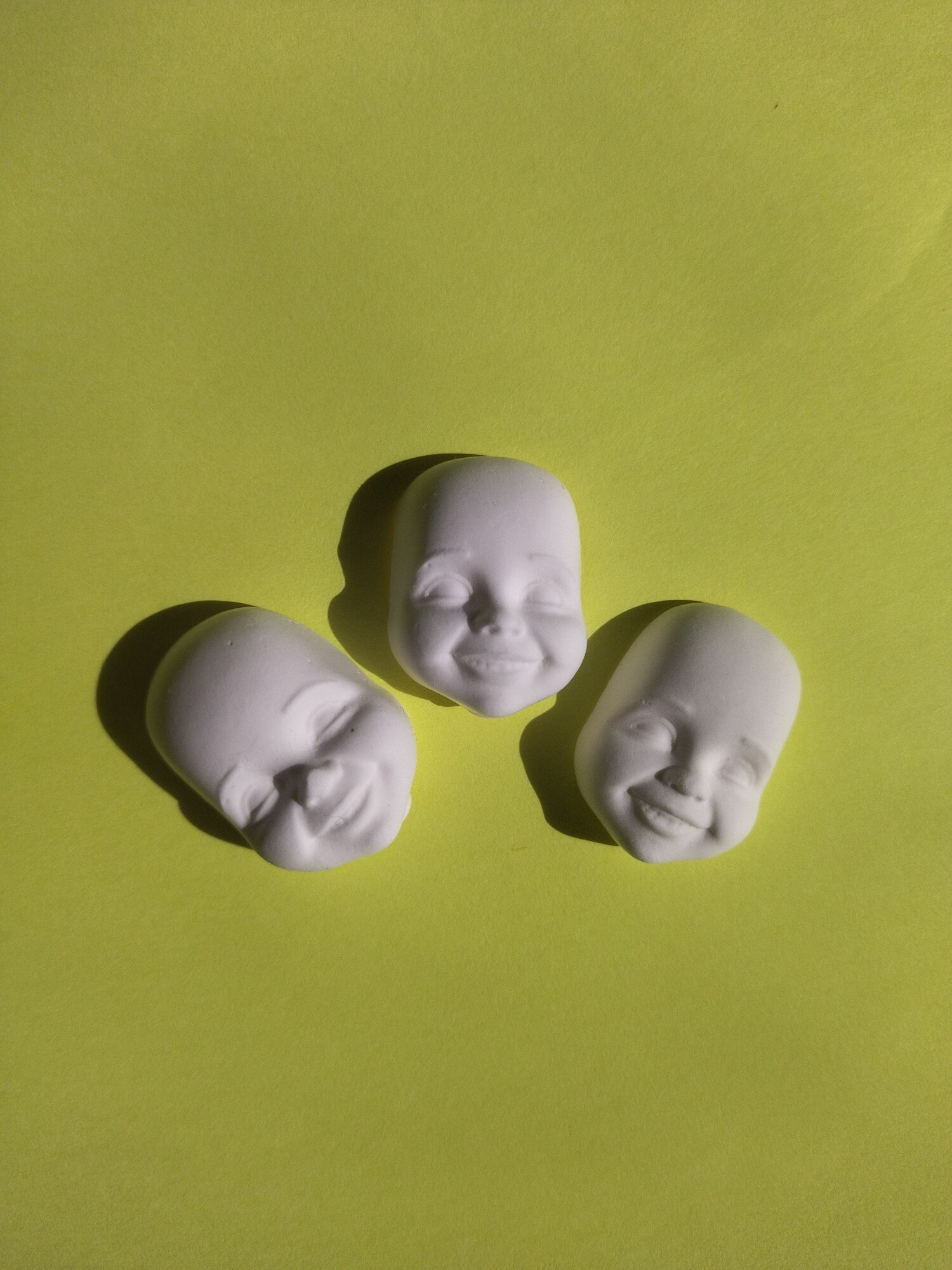 Набор лиц - 3 шт. для ватной игрушки и куклы, малыш, ребенок, мальчик, девочка