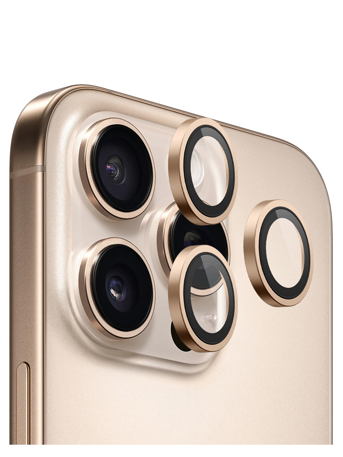 BlueO стекло для iPhone 16 Pro/16 Pro Max, Camera lens Armor Alumin 3 шт. Gold (+installer)