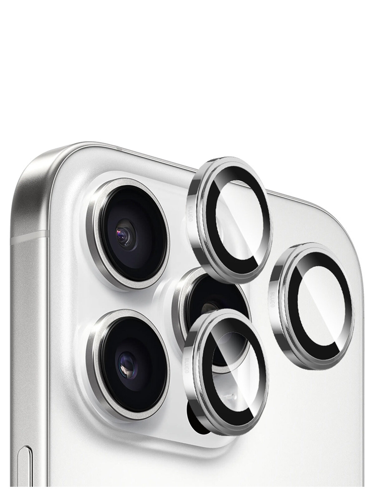 BlueO стекло для iPhone 16 Pro/16 Pro Max, Camera lens Armor Alumin 3 шт. Silver (+installer)