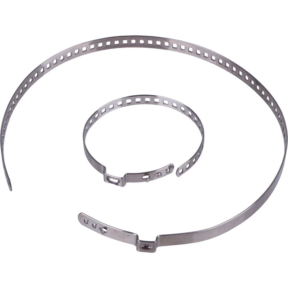Универсальные хомуты шруса Dollex D=20-50, D=50-120 (пара), нерж. сталь, 0.8 мм, крючки наружу XSU-04