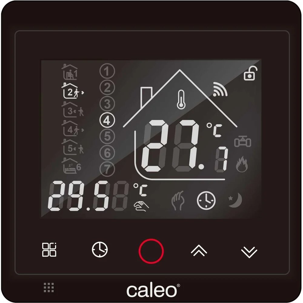 Терморегулятор CALEO с936 wi-fi black lux встраиваемый, цифровой, программируемый, 3,5 квт 0К-00000740