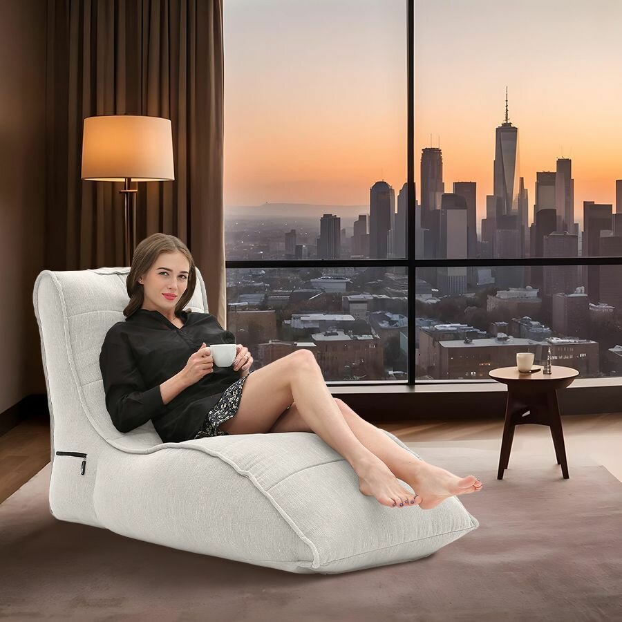 Мягкое кресло-лежак для отдыха дома aLounge - Avatar Sofa - Tundra Spring (шенилл, светло-серый) - современная бескаркасная мягкая мебель