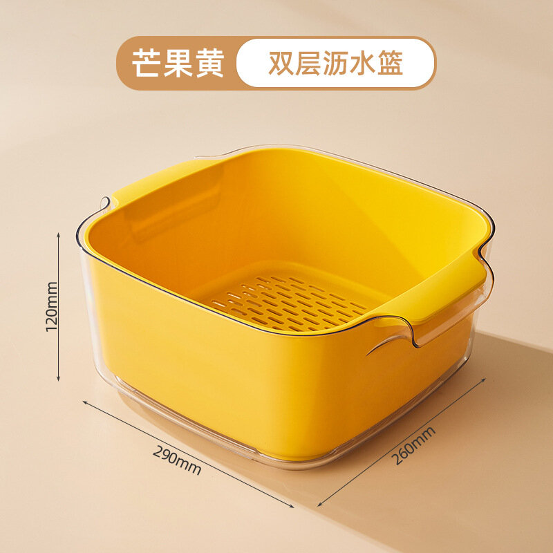 Двухслойная дренажная корзина для кухни, пластиковая тарелка для фруктов, фильтр для воды в раковине, корзина для овощей, корзина для мытья, овощной бак