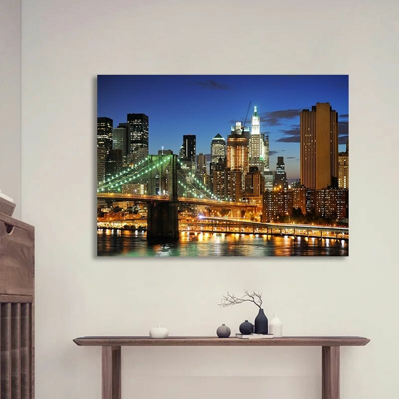 Картина "Бруклинский мост" ВсеКартиныТут, холст на подрамнике, 20x30 см