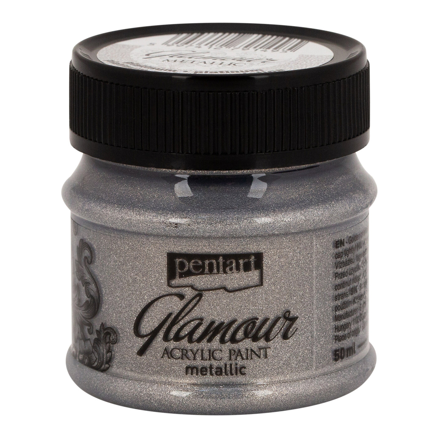 Краска акриловая Pentart металлик "Glamour", 50 мл, платина 29394