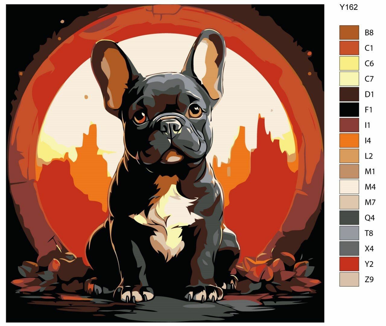 Картина по номерам Y-162 "Французский бульдог. Собака" 70x70