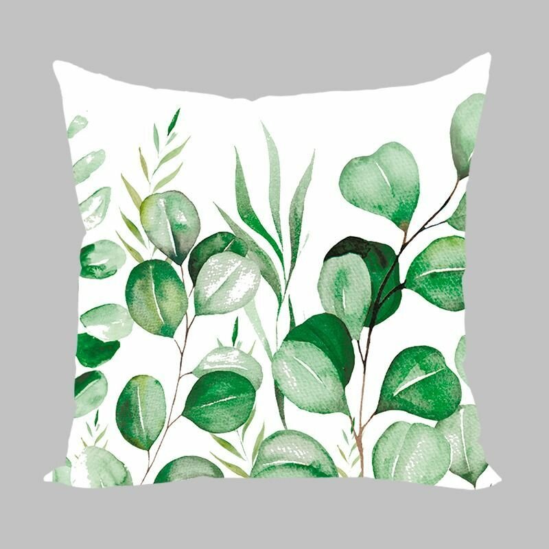 Подушка декоративная Эвкалипт Акварель 40х40 велюр