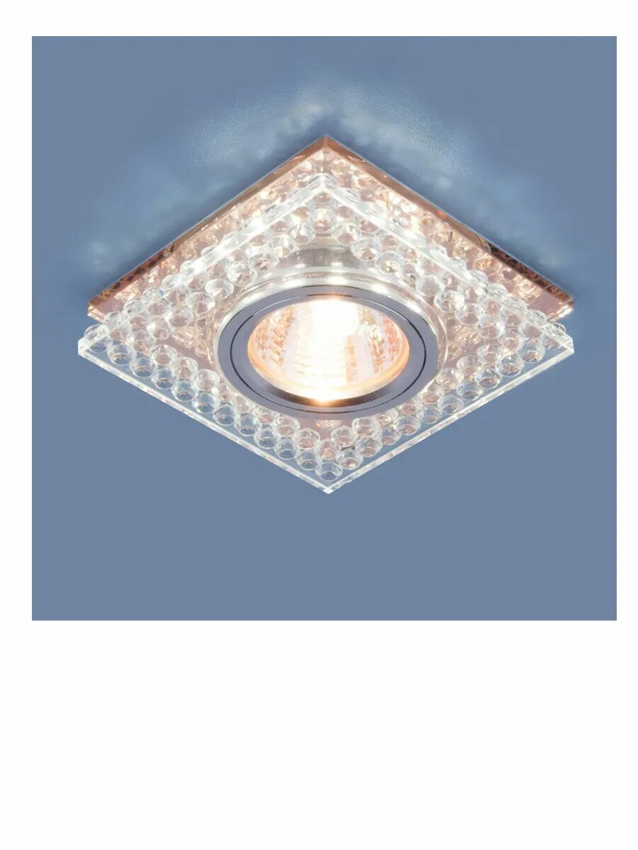 Встраиваемый светильник newrgy lighting 8391MR16CL/GC, хром, серый, прозрачный кристалл, цоколь G5.3, плюс лед подсветка 3 вата, 3 Вт, свет 4000К, для ванной