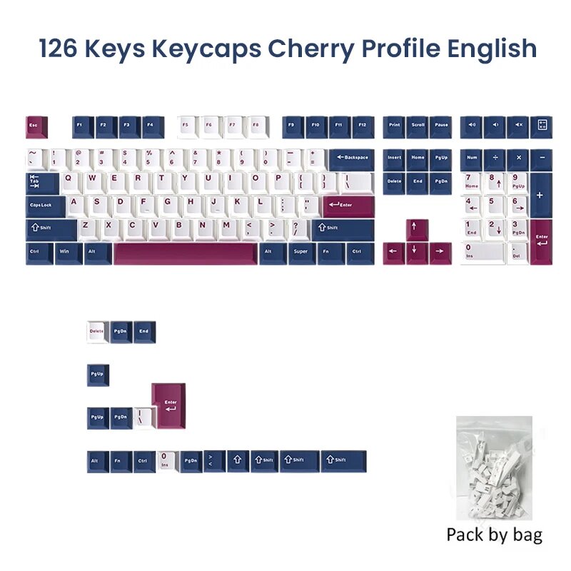 Кейкапы Cherry Profile 126 шт Blue Rose Mech Withe