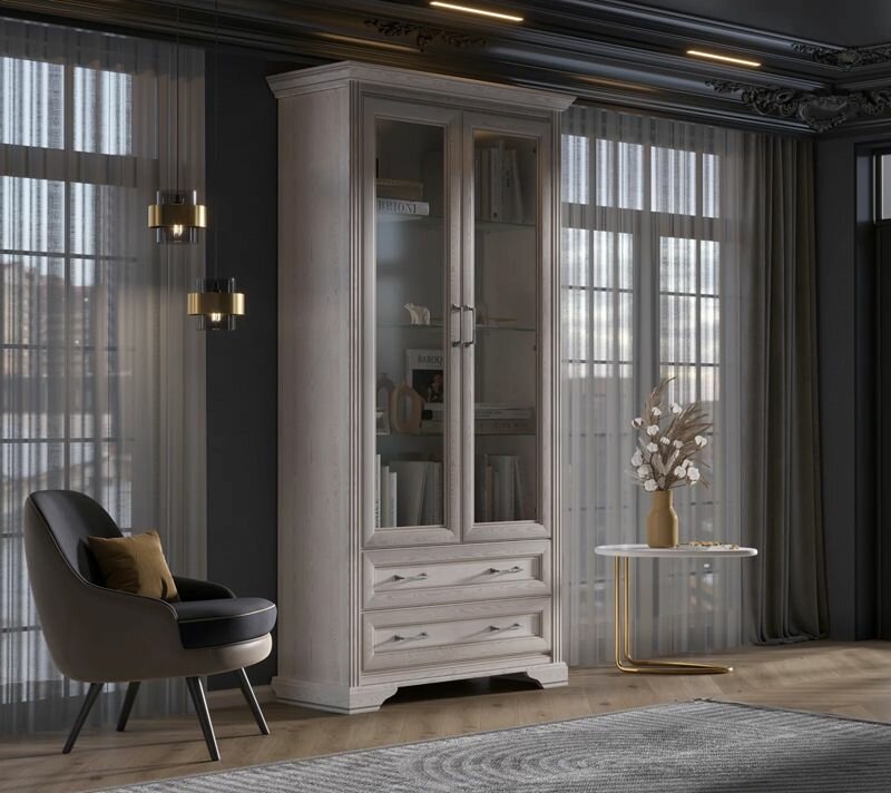 Витрина стилиус REG2W2S лиственница сибирская, для посуды, в прихожую