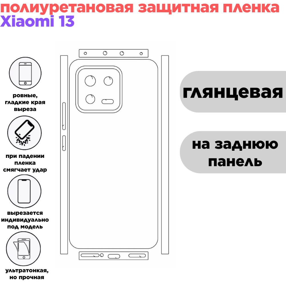 Задняя панель. Гидрогелевая полиуретановая защитная пленка для Xiaomi 13, глянцевая