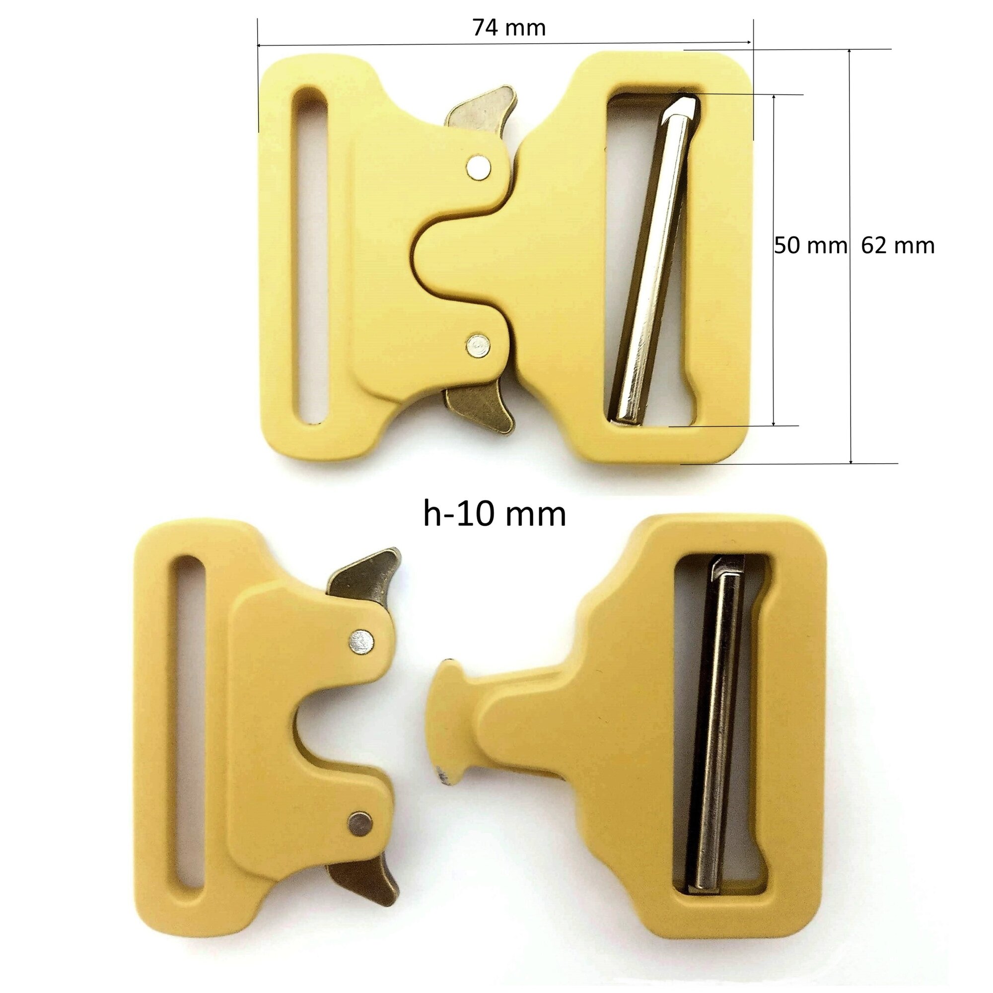 Застежка пряжка фастекс "Кобра" металлическая 50 мм, 1 штука, бежевая (золотистая)