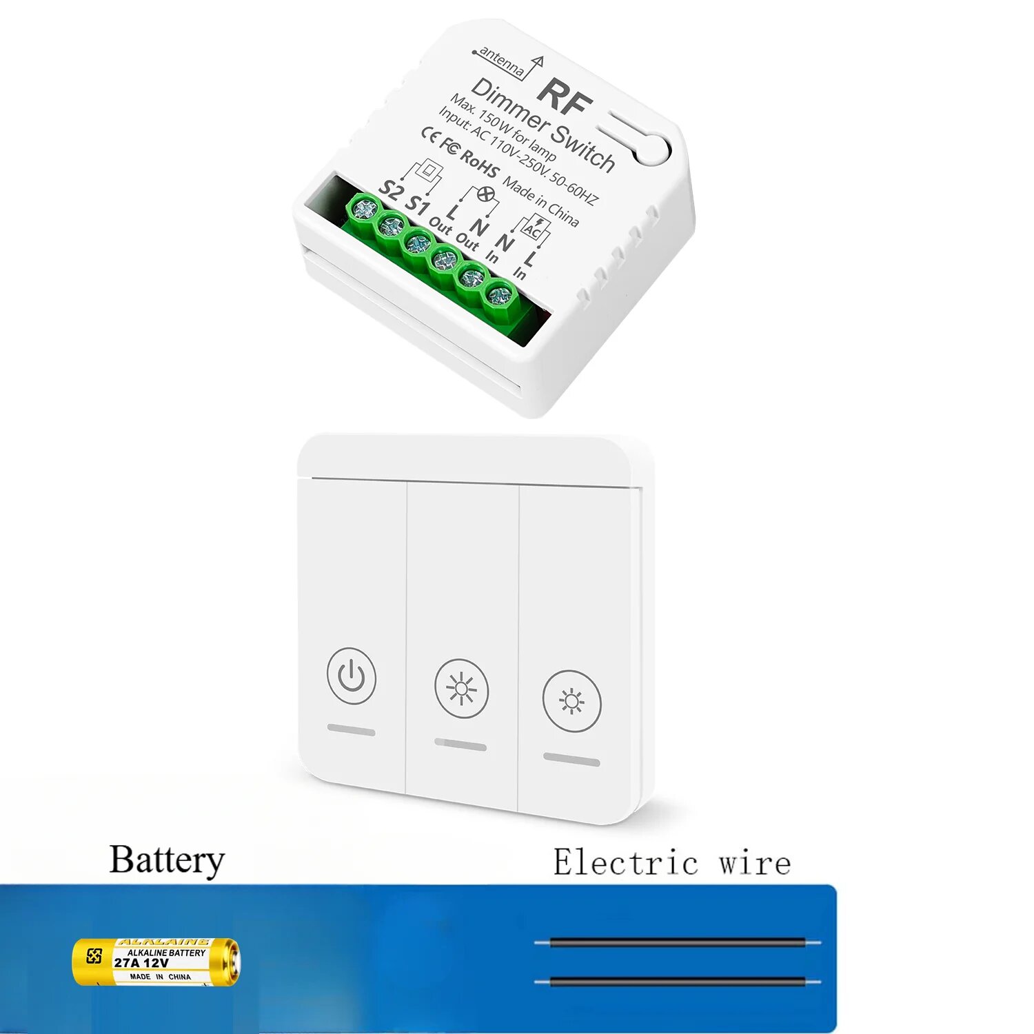 Беспроводной диммер WenQia AC110V 220V 1 Receiver 1 Remote