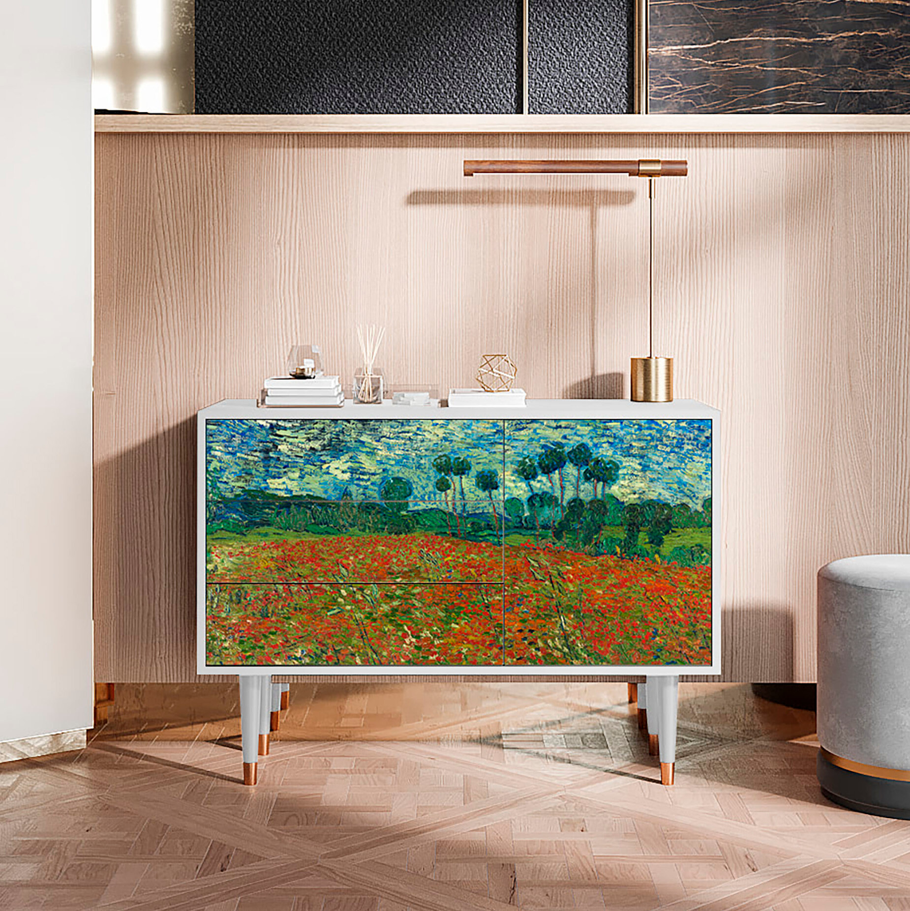 Комод - STORYZ - S3 Poppy field by Vincent van Gogh, Размер - 115 x 84 x 41 см, Цвет корпуса - , Белый