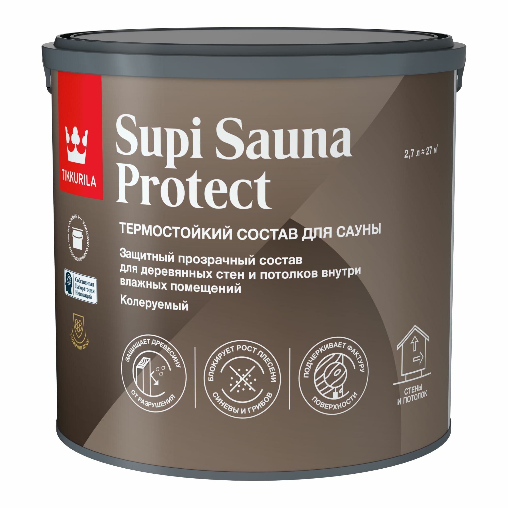 Состав защитный Tikkurila / Tikkivala Supi Sauna Protect (2,7л) прозрачный