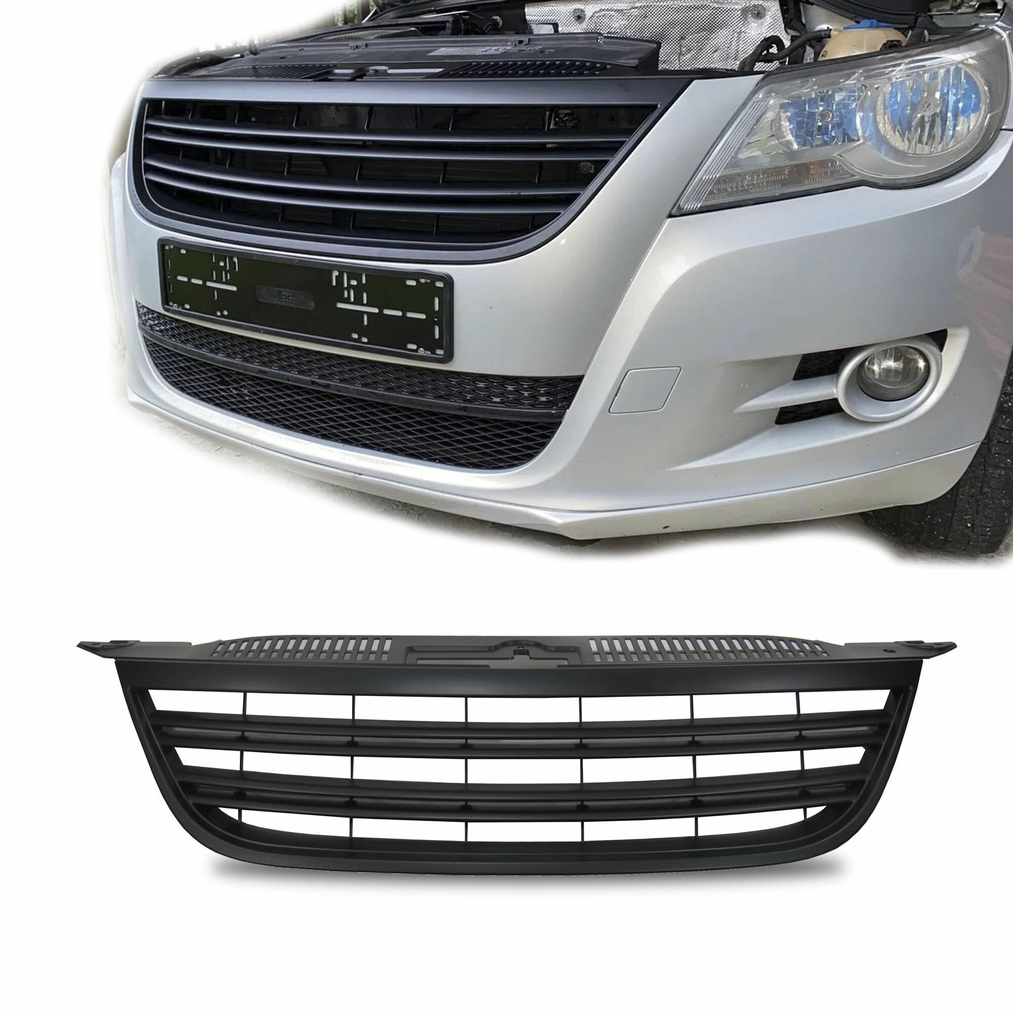Решетка радиатора VW Tiguan 5N 2007-2011 черная без значка тюнинг