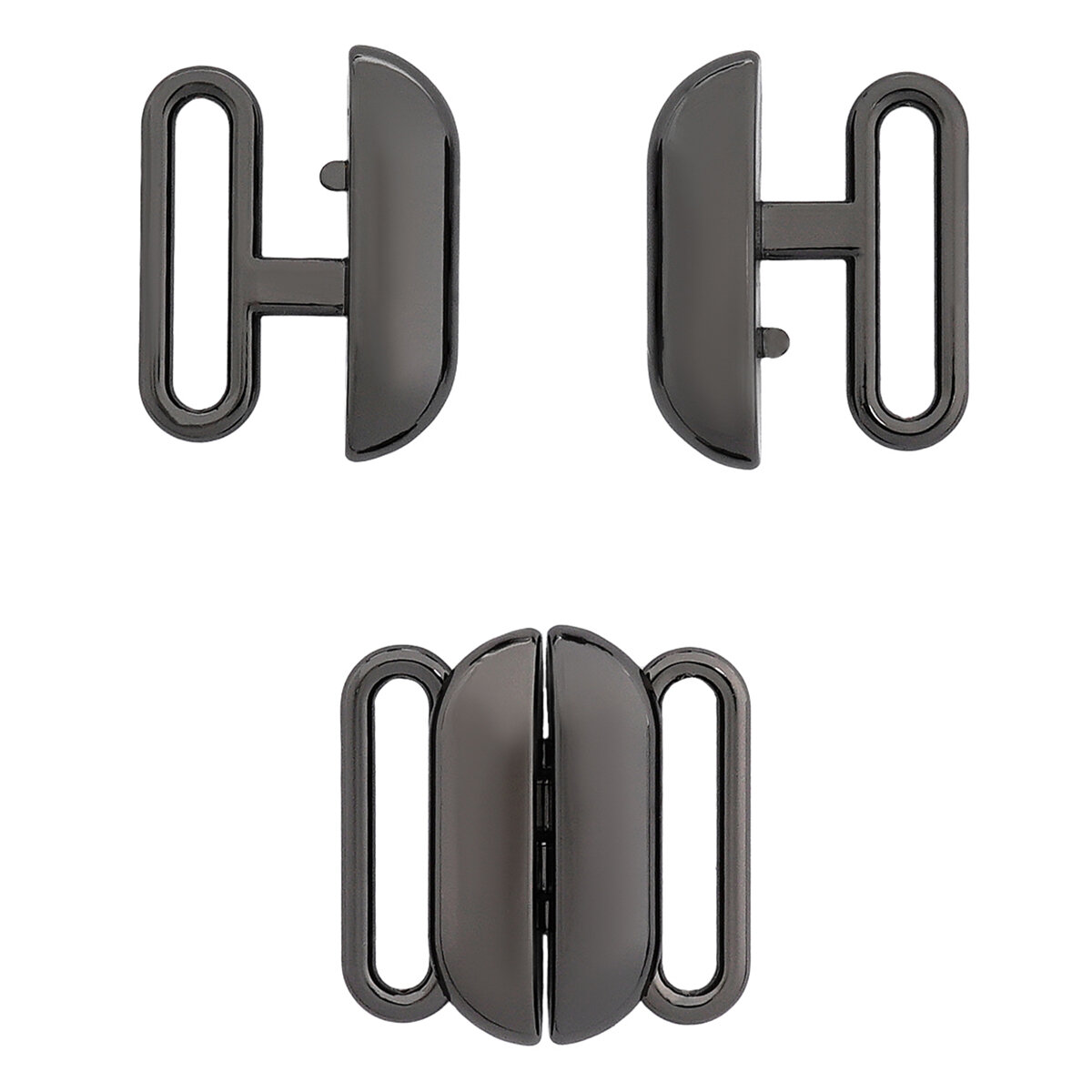 Застежка для бюстгальтера, для купальника 15 мм, металлическая, 6 штук