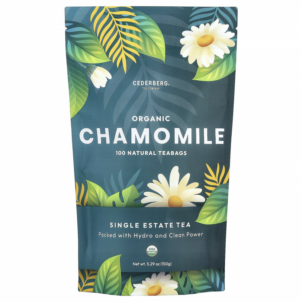 Cederberg Tea Co, Organic Chamomile, без кофеина, 100 натуральных чайных пакетиков, 150 г (5,29 унции)
