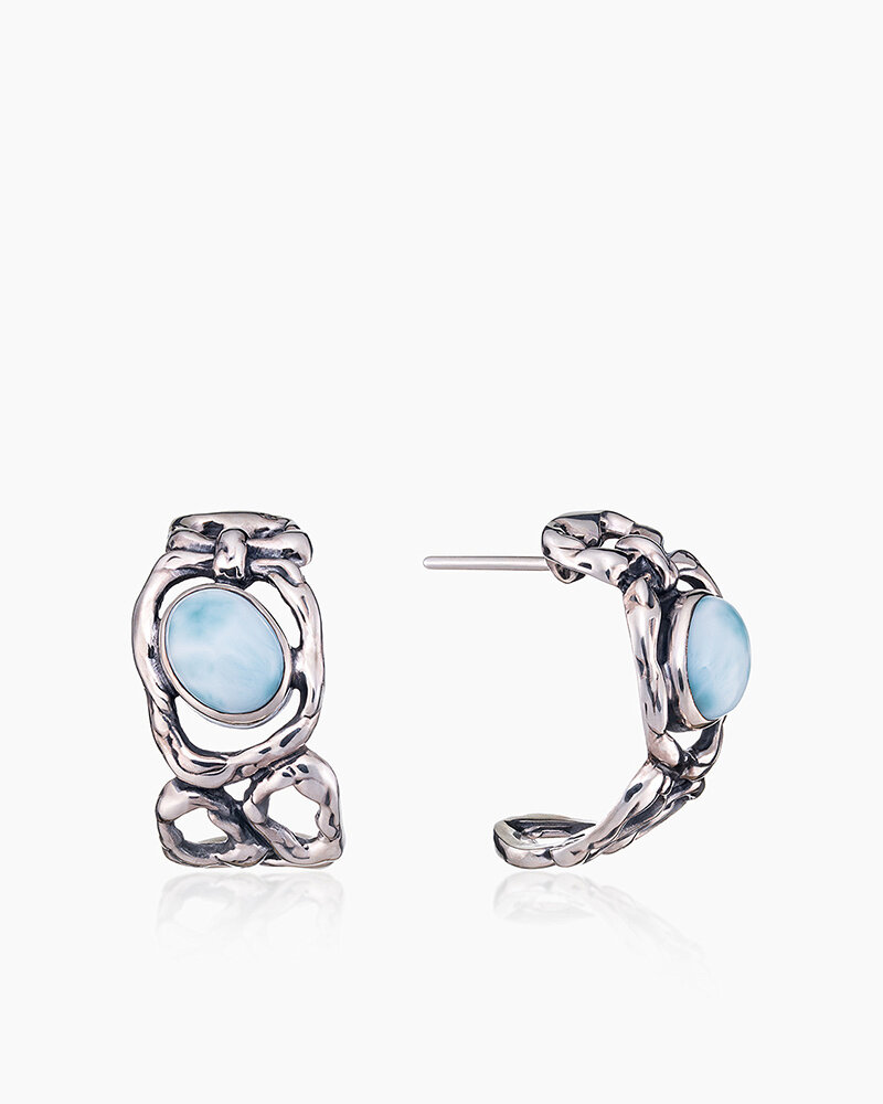 Серьги, серебро, 925 проба, ларимар