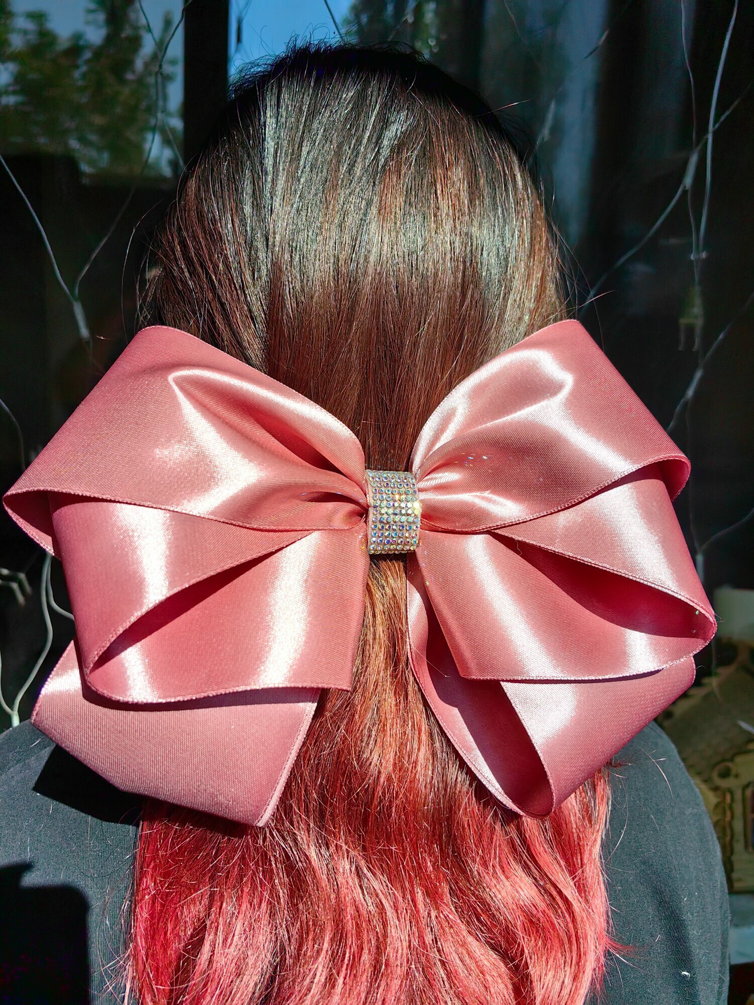 Бант для волос, пыльная роза, заколка бант, украшение на голову, атласный бант большой на заколке 10см