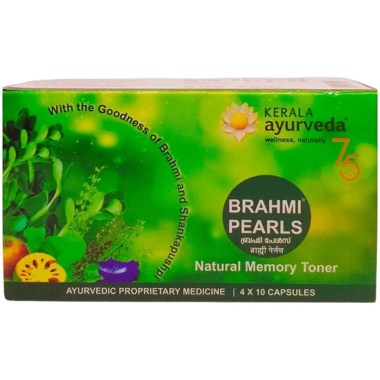 Брами Перлс Жемчуг Керала мозговой тоник Brahmi Pearls Kerala Ayurveda 40 шт.