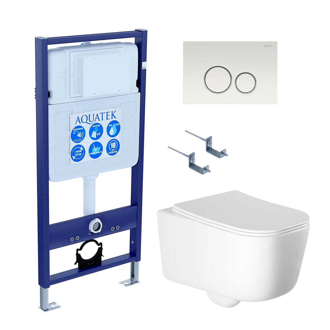 Унитаз с инсталляцией Акватек Лугано SET AQUATEK ЛУГАНО-016 4в1