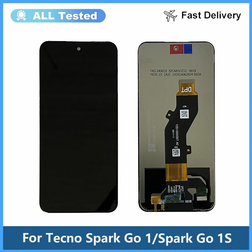 Дисплей для Tecno Spark Go 1; дисплей в сборе с сенсорным экраном; черный ; содержать инструментов