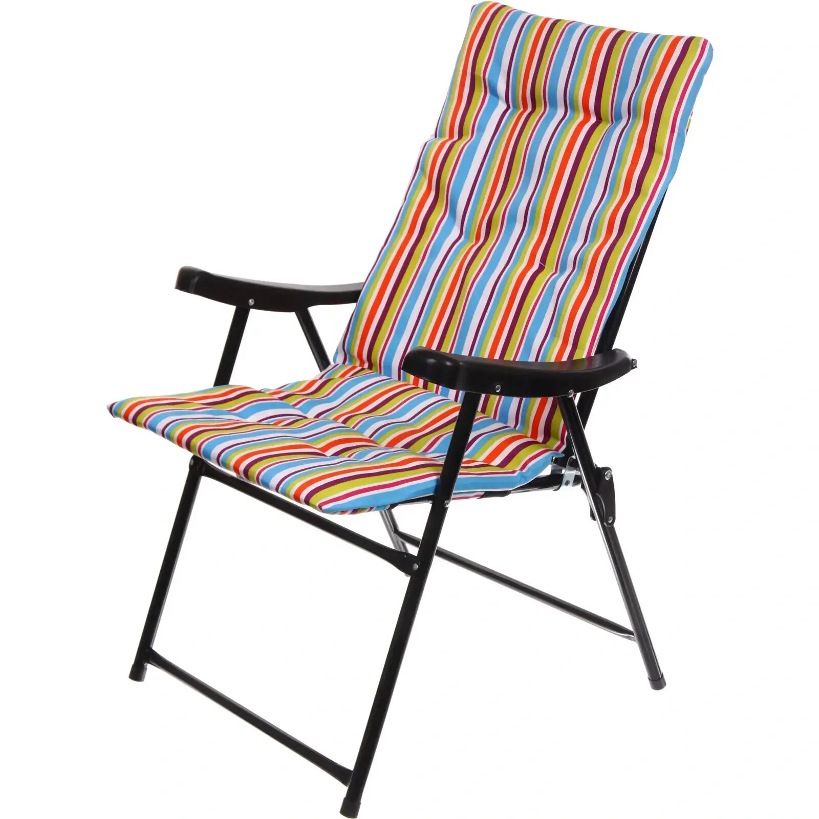 Кресло складное с подлокотниками 'Релакс R1297-3', 59*60*92 см, металл/полиэстер, полосатое