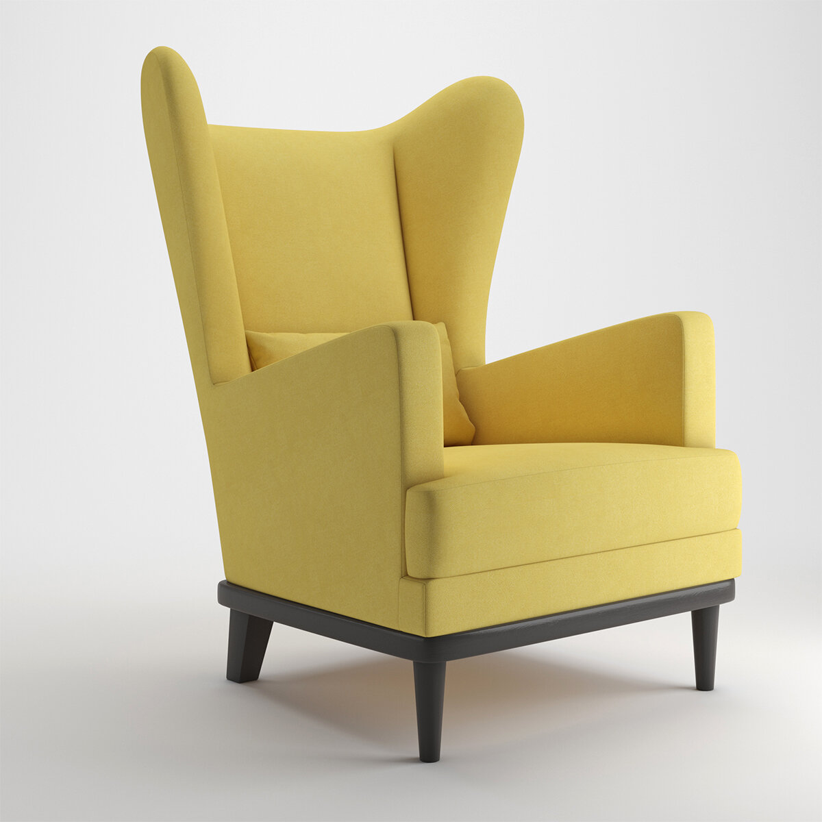 Кресло для отдыха Оскар, каминное, с подлокотниками, велюр Yellow