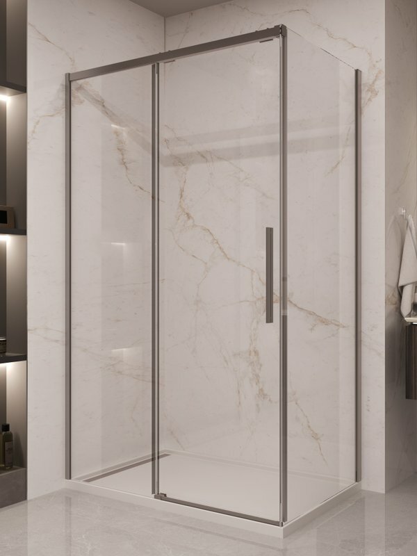 Душевой уголок Vincea Stella VSR-1ST9016CLGM 160x90 см, профиль вороненая сталь, стекло прозрачное