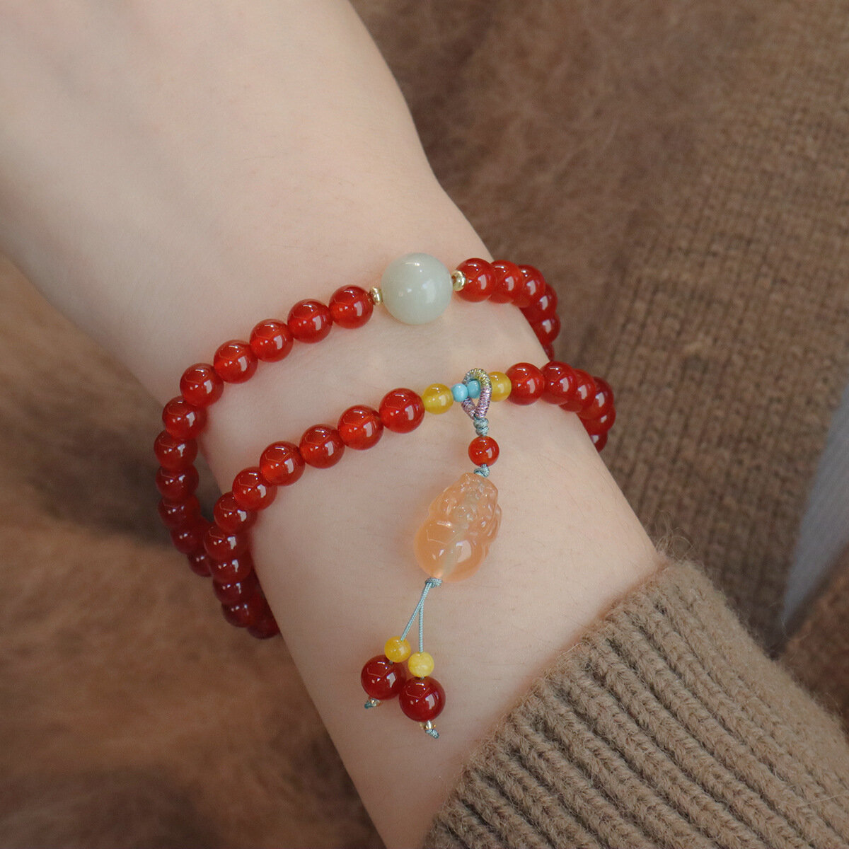 Браслет для гадания, YM Mall из агата и Пиксю Камень Привлекает финансовую удачу