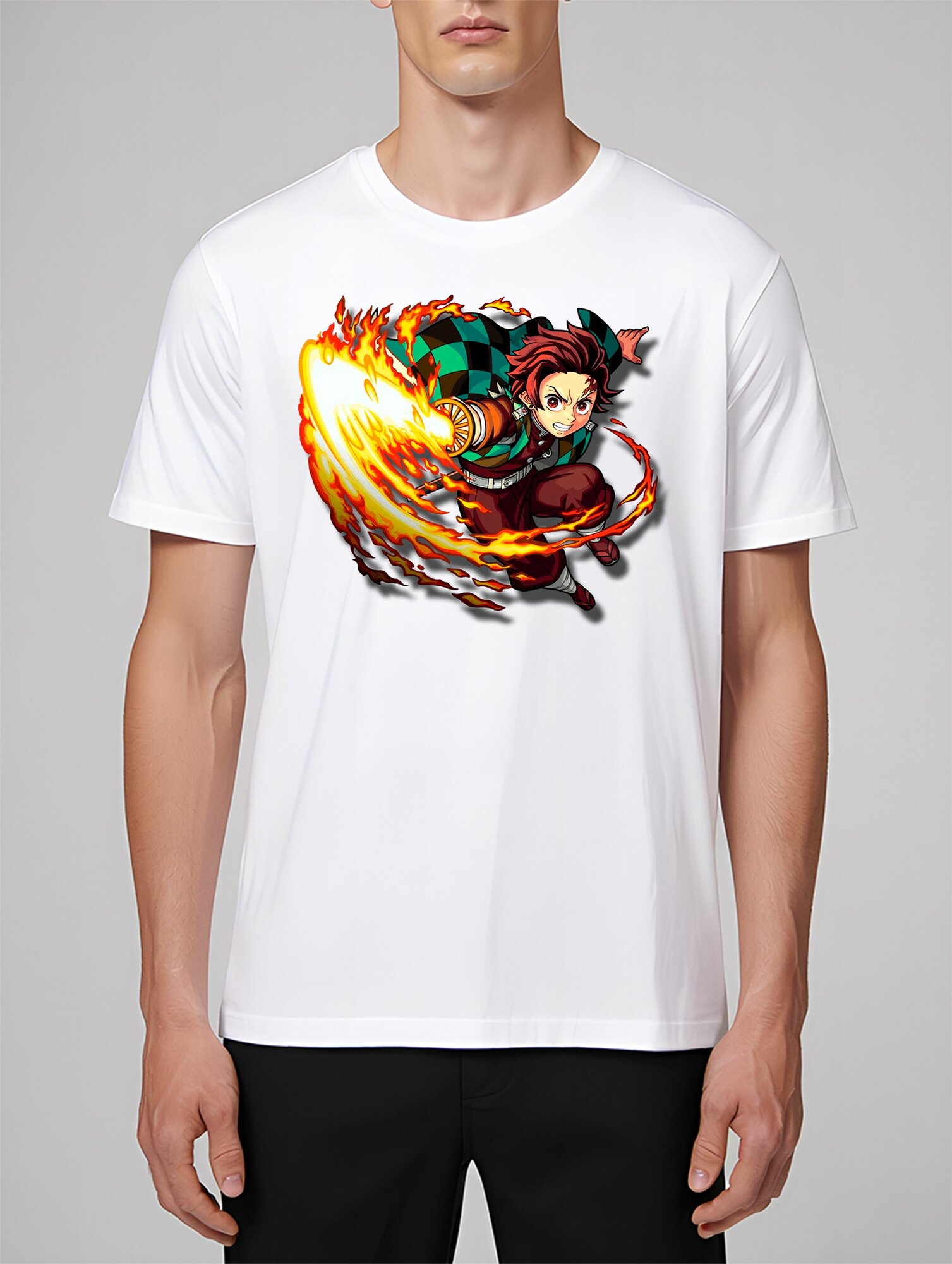 Футболка с принтом Demon Slayer Tanjiro Fire