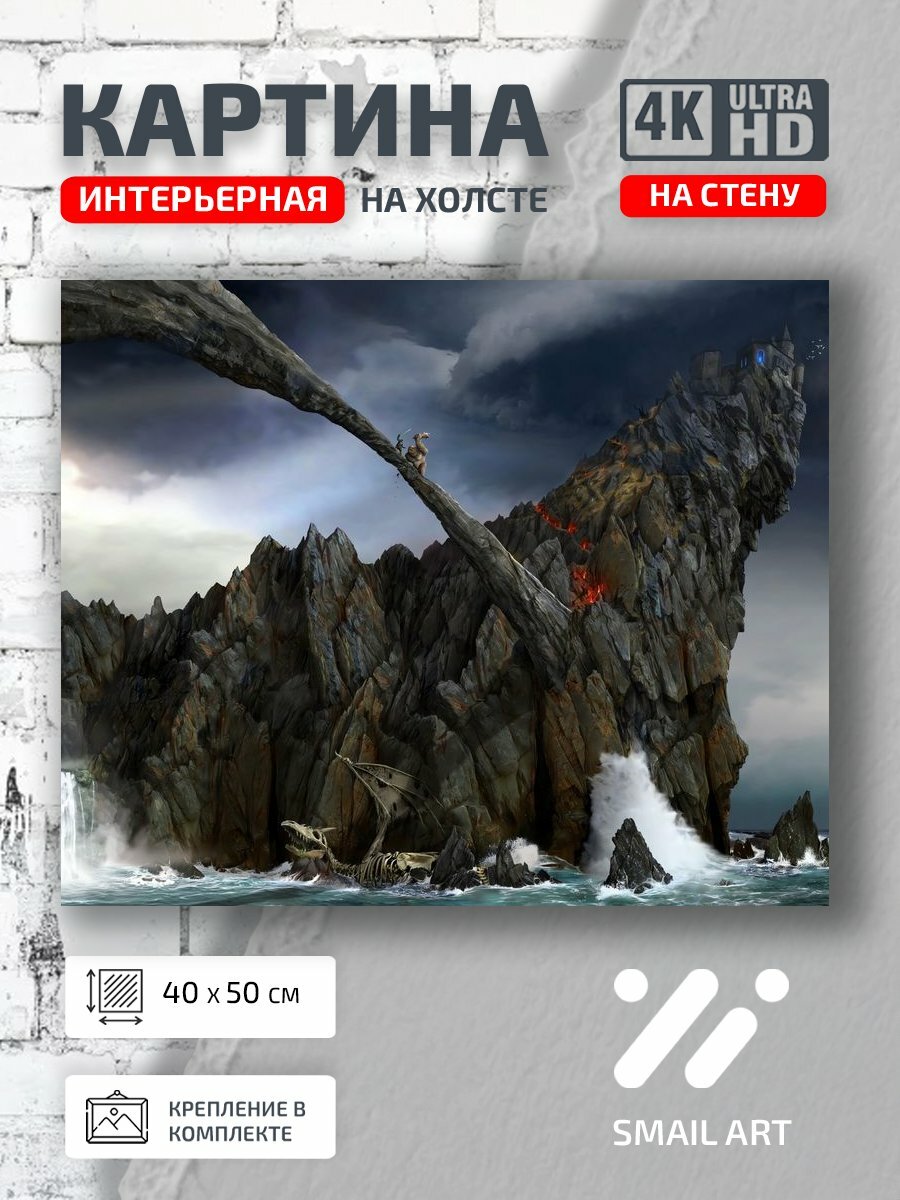 Картина на холсте интерьерная 40 на 50 на стену Скала City для офиса урбанистика интерьер