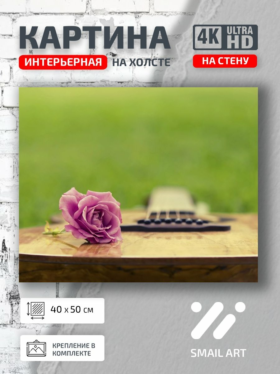 Картина на холсте интерьерная 40 на 50 на стену Гитара Mood для спальни атмосфера интерьер