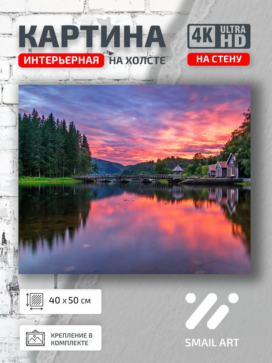 Картина на холсте интерьерная 40 на 50 на стену Дома Landscape для кабинета пейзаж интерьер