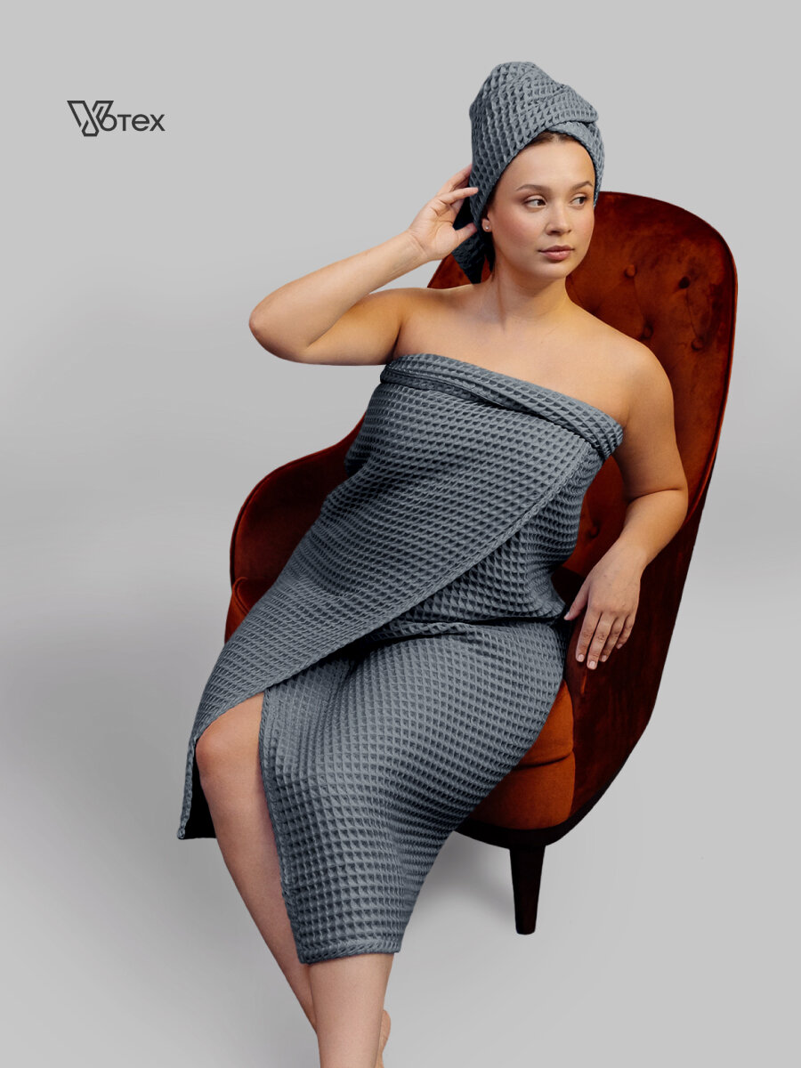 Полотенце банное вафельное, 100х150 см, мягкое, хлопок 100%, Votex