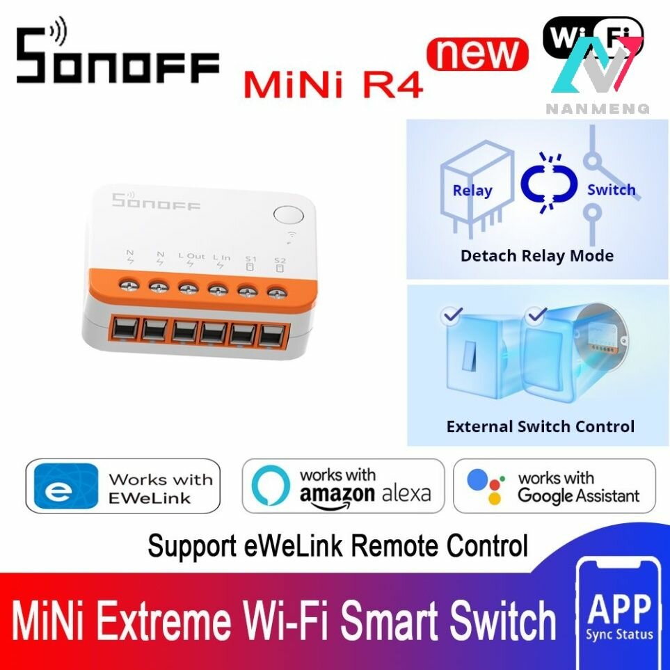 Инновационный бестселлер Sonoff MINIR4 Extreme с WiFi, 10А/2200Вт, управление Алисой