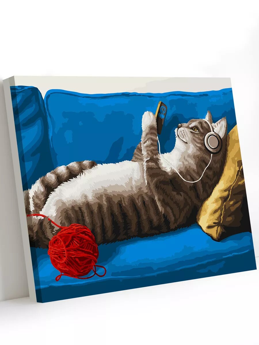 Будни кота Картина по номерам на холсте 40х50 см