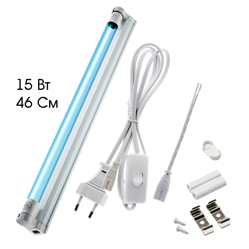 Лампа УФ + Озон бактерицидная Огонек OG-LDP14 15Вт, 460*45*25 мм, до 25 m² /30