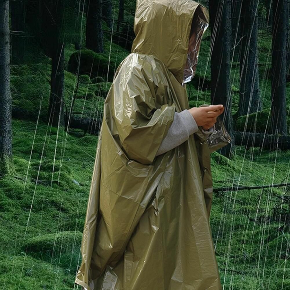 Спасательный плащ-пончо, дождевик, термоодеяло