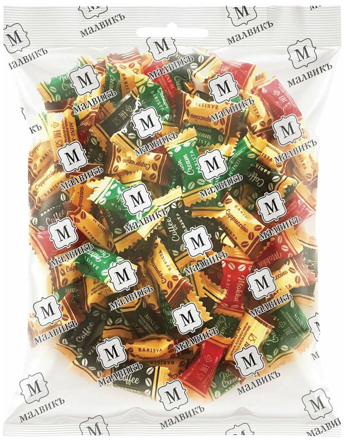 Карамель леденцовая мини-м BARISTA, ассорти (мокко, кофе, капучино, ирландский крем), 1 кг